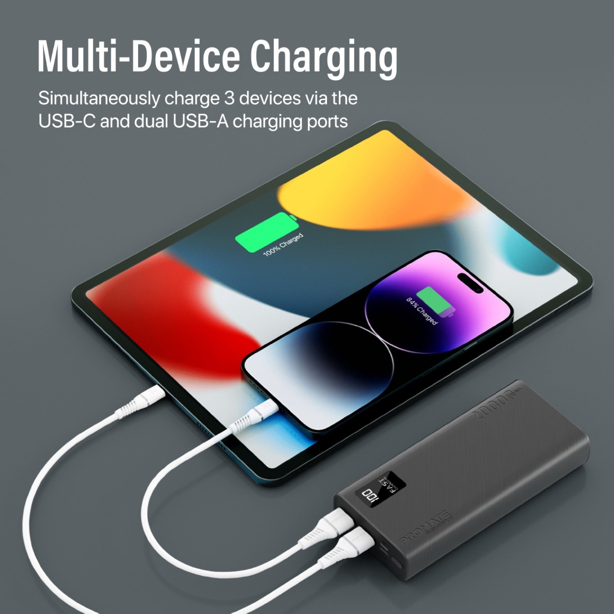 بروميت باور بانك ذكي رفيع بسعة 20000 مللي أمبير في الساعة Usb A وusb