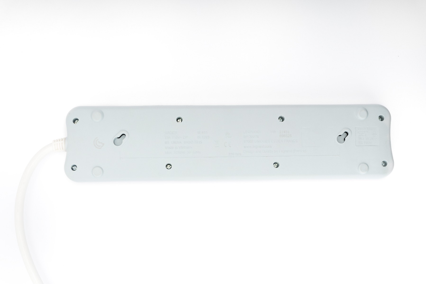 Legrand Power Extension Cord 5 Sockets 3M Long Cord White - Almanea