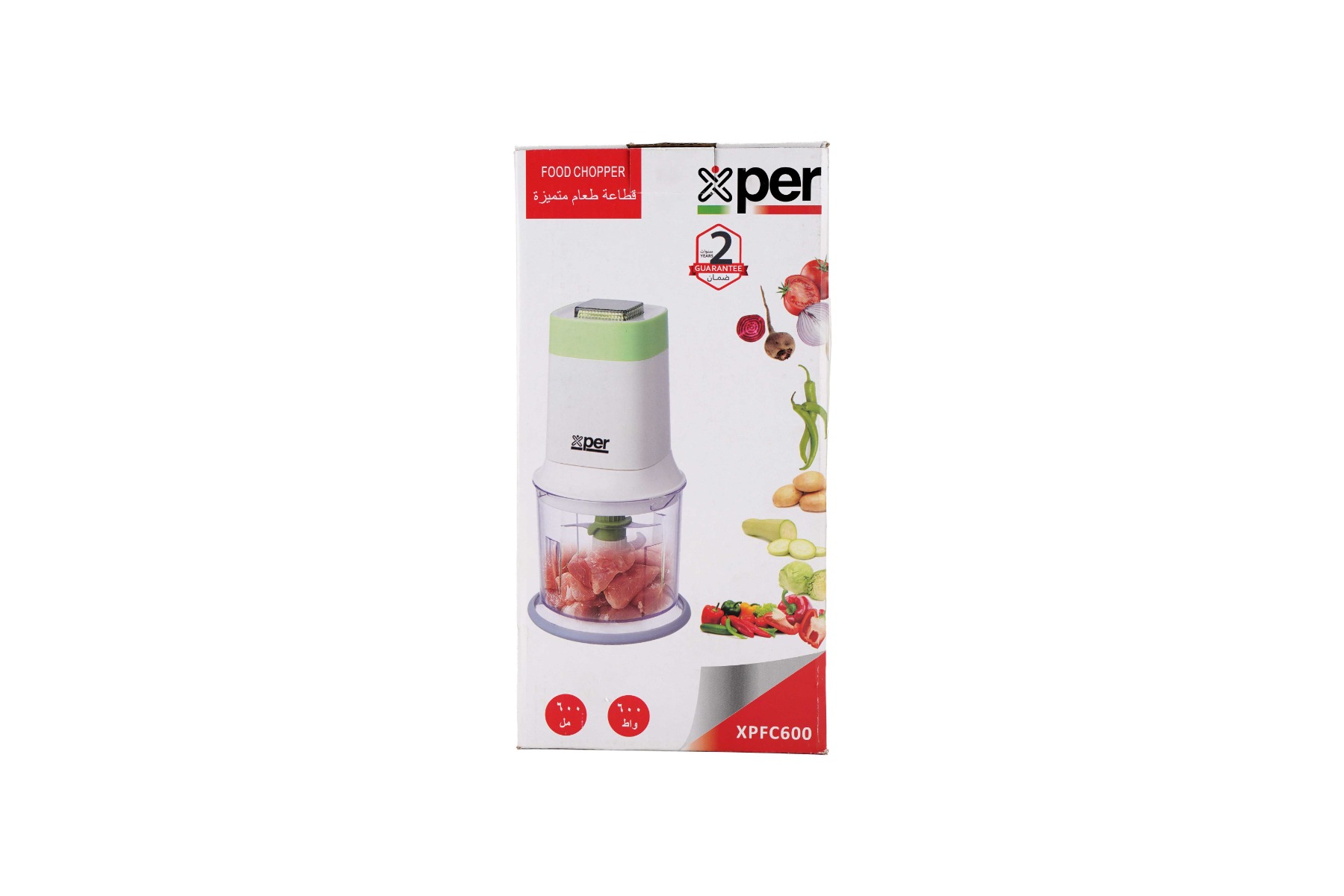 Xper Chopper, 600 Watt, 600 ML, 6 Slicers, XPFC600 - Almanea